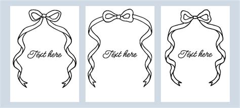 물결 모양의 리본 프레임 카드로 활을 꿰십시오 귀여운 테두리 프레임 카드 리본 프레임이 있는 활 배경에 격리된 텍스트를 위한 공간이 있는 템플릿 Text Here에 대한
