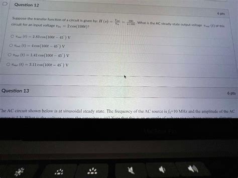 Solved Suppose The Transfer Function Of A Circuit Is Given Chegg