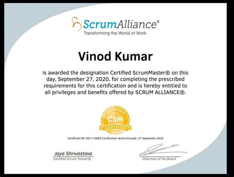 Vinod Kumar On Linkedin Feeling Proud To Achieved Certified Scrum
