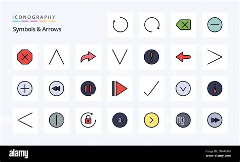 25 Symbols Arrows Line Filled Style Icon Pack Stock Vector Image And Art
