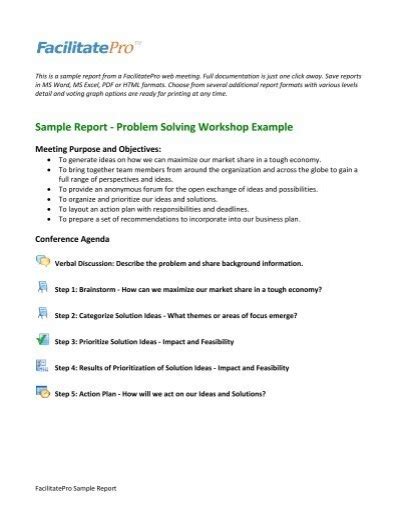 Sample Report Problem Solving Workshop Example