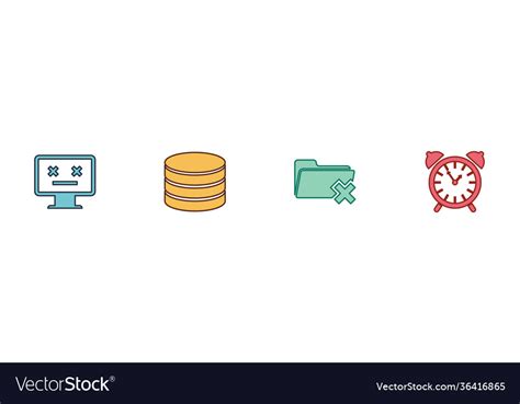 Set Dead Monitor Database Delete Folder Royalty Free Vector