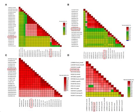Figure Pairwise Nucleotide Comparison Of Identified Viruses Along With
