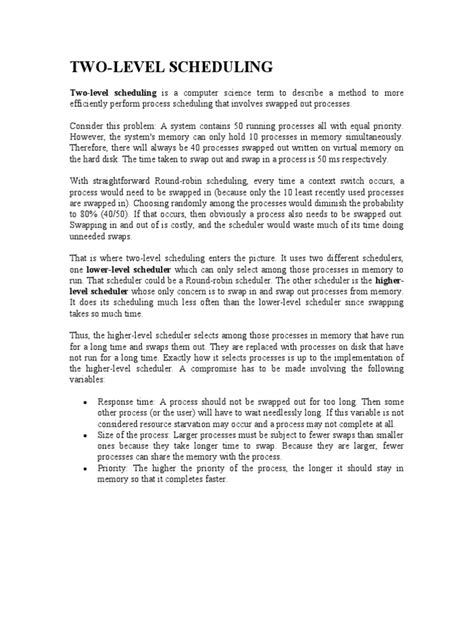 Two Level Scheduling Pdf