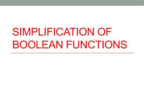 Simplification Of Boolean Functions Pptx