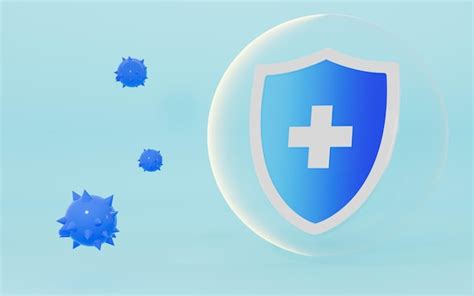 Premium Photo Glowing Shield And Virus With Blue Background 3d Rendering