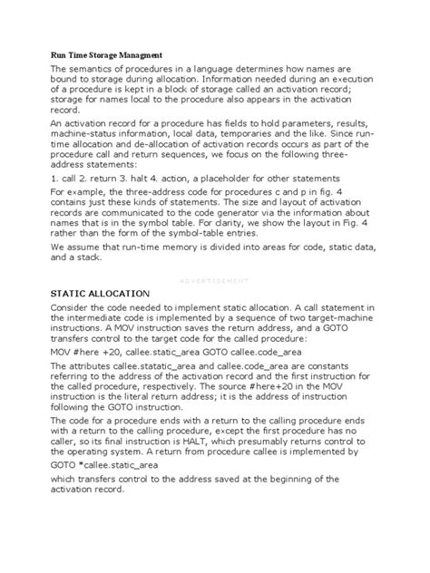 Runtime Environment Pdf Subroutine Pointer Computer Programming