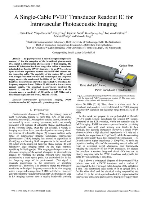 Pdf A Single Cable Pvdf Transducer Readout Ic For Intravascular