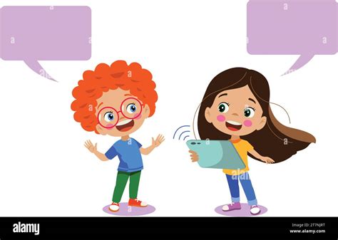 Cute Boy Playing With Pad Stock Vector Image Art Alamy