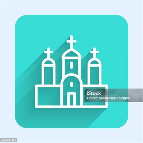 긴 그림자로 고립된 화이트 라인 교회 건물 아이콘 기독교 교회 교회의 종교 녹색 정사각형 버튼입니다 벡터 0명에 대한 스톡 벡터 아트 및 기타 이미지 Istock