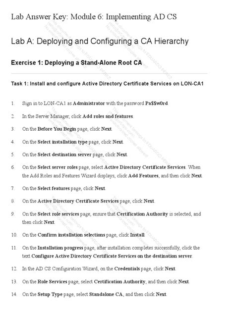 Lab Answer Key Module 6 Implementing Ad Cs Pdf Group Policy Public Key Certificate