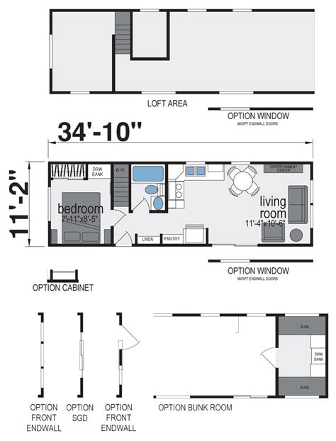 Connellsville 12 0 X 35 0 Park Model Rv Floor Plan Champion Homes