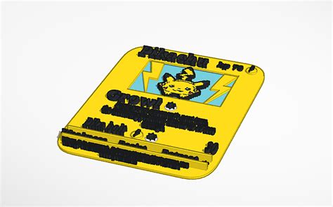 3d Design Pikachu Card Tinkercad