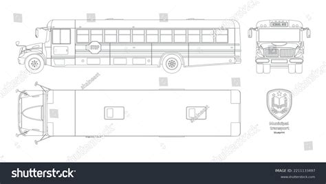 Isolated School Bus Drawing Outline Blueprint Stock Vector Royalty Free 2211133497 Shutterstock