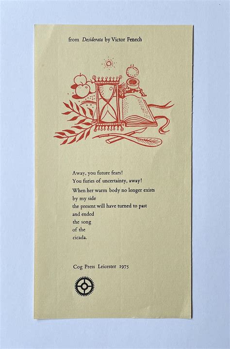 Desiderata A Broadsheet From The Cog Press By French Victor Very