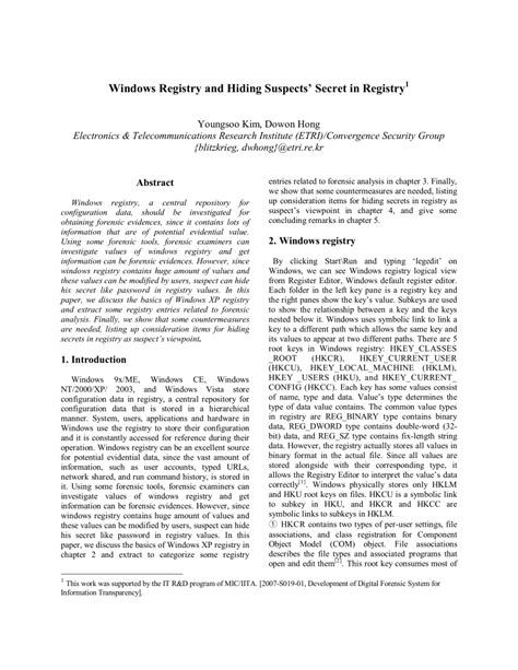 pdf windows registry and hiding suspects secret in registry