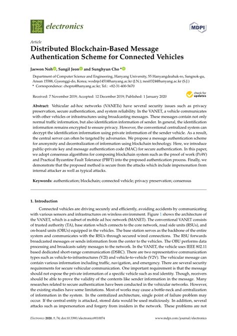 pdf distributed blockchain based message authentication scheme for connected vehicles