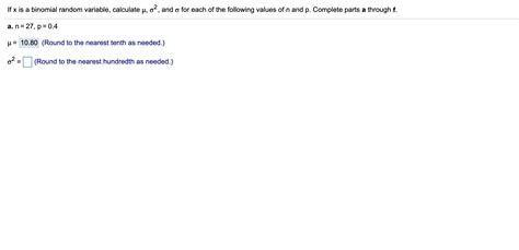 solved if x is a binomial random variable calculate u o