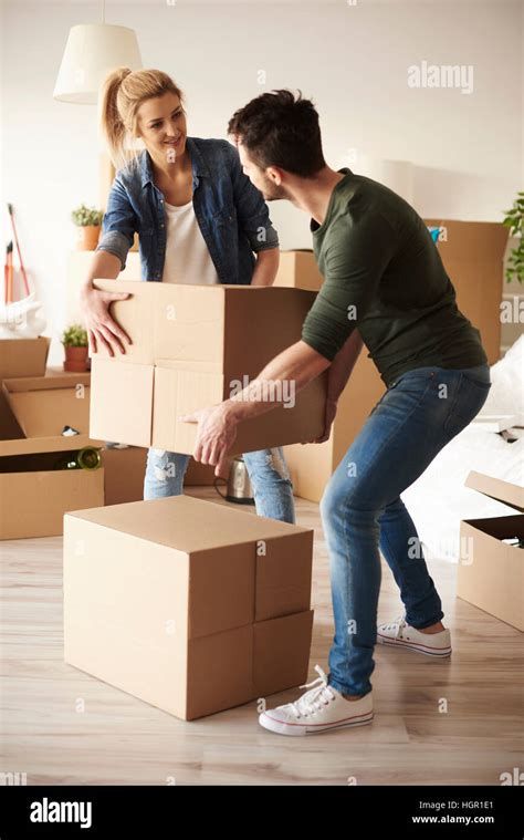 Couple Laying Cardboard Boxes On The Stack Stock Photo Alamy