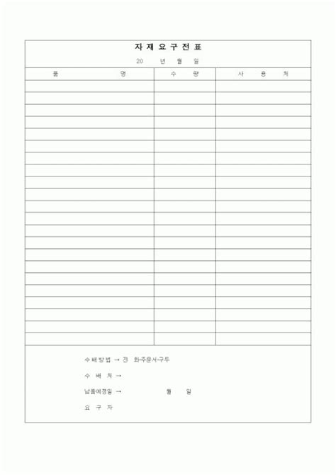 구매 외주서식 자재요구전표1