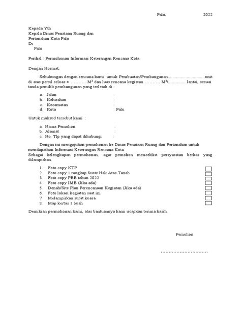 Formulir Permohonan Krk Imb 2022 Pdf