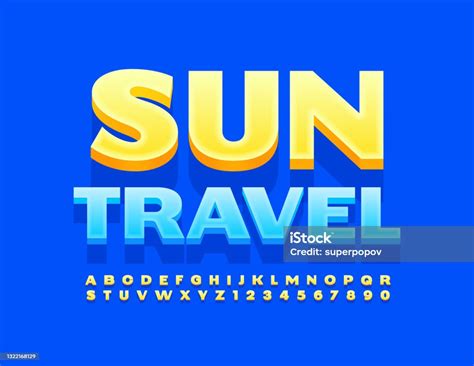 벡터 크리에이티브 배너 태양 여행 3d 알파벳 문자 및 숫자 세트 개념에 대한 스톡 벡터 아트 및 기타 이미지 개념 공휴일 관광 Istock