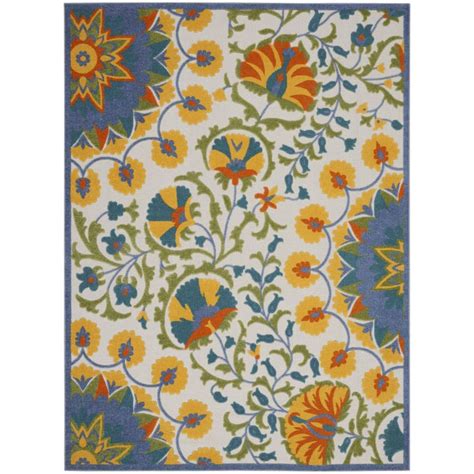 Homeroots Blue Yellow 9 Ft X 12 Ft Woven Polypropylene Indoor