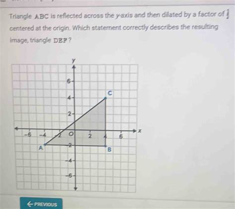 Solved Triangle Abc Is Reflected Across The Y Axis And Then Dilated By A Factor Of Centered At