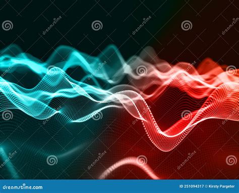 3d Abstract Network Communications Background With Flowing Particles Stock Illustration