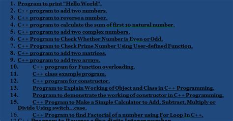 List Of C Programs
