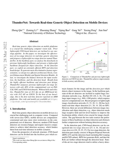 Pdf Thundernet Towards Real Time Generic Object Detection