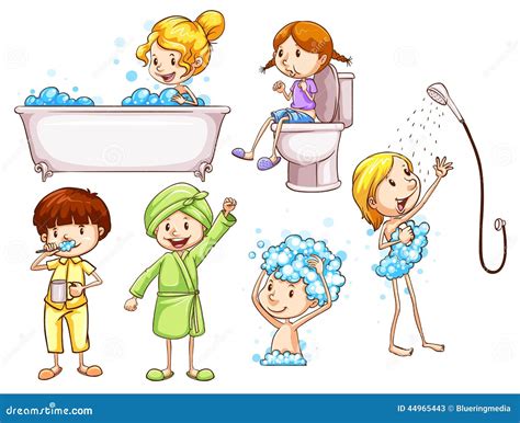 Schizzi Colorati Semplici Della Gente Che Prende Un Bagno Illustrazione