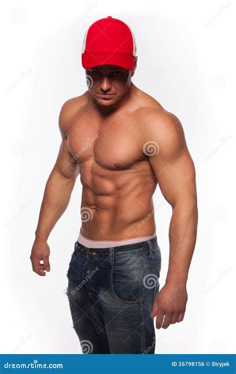 Mit Nacktem Oberk Rper Reizvoller Muskul Ser Mann Stockfoto Bild Von