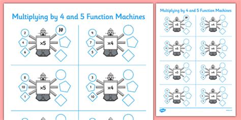 Multiplying By 4 And 5 Function Machines Teacher Made
