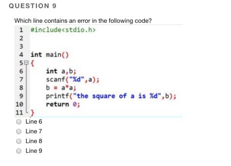 Solved QUESTION Which Line Contains An Error In The Chegg