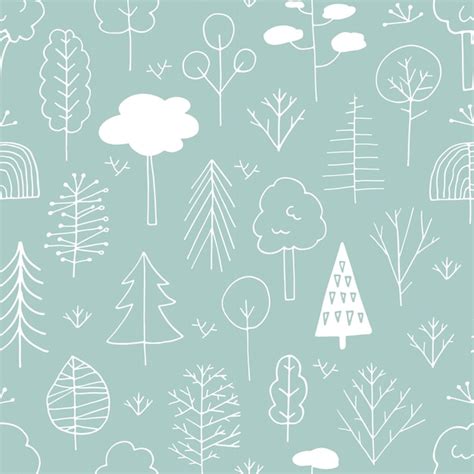 Premium Vector Sketch Pattern With Forest Tree