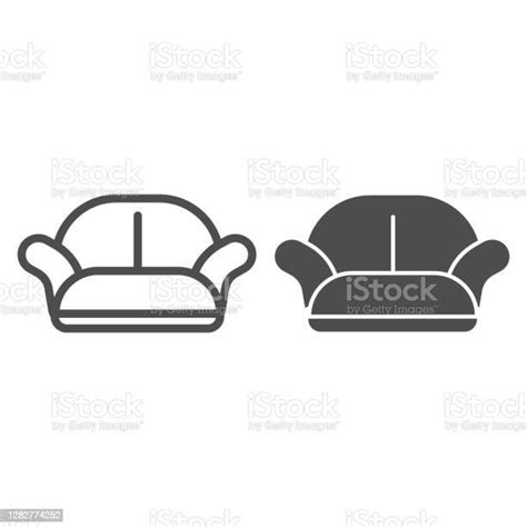 소파 의자 라인과 단단한 아이콘 가구 개념 흰색 배경에 소파 기호 모바일 개념및 웹 디자인을위한 윤곽 스타일의 살아있는 안락 의자 아이콘 벡터 그래픽 가구에 대한 스톡 벡터