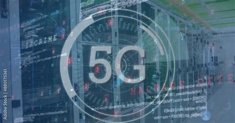 Image Of Data Processing And Scope Scanning With 5g Text Over Server
