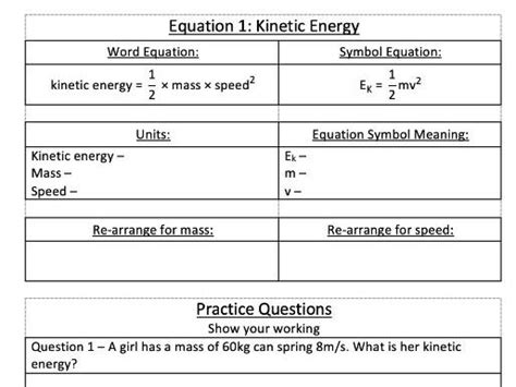 Gcse Triple Physics Equation Booklet Teaching Resources