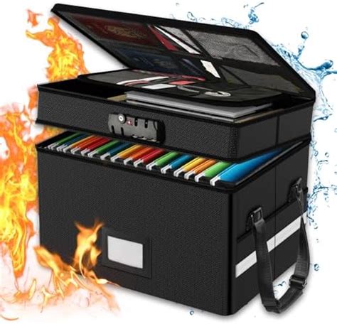 Amazon Com DEEGO Rolling File Box Fireproof Document Box With Wheels Multi Layer Water