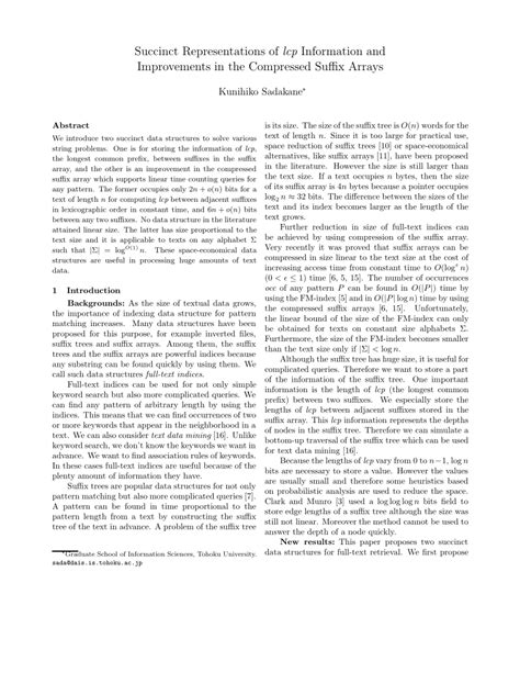 Pdf Succinct Representations Of Lcp Information And Improvements In