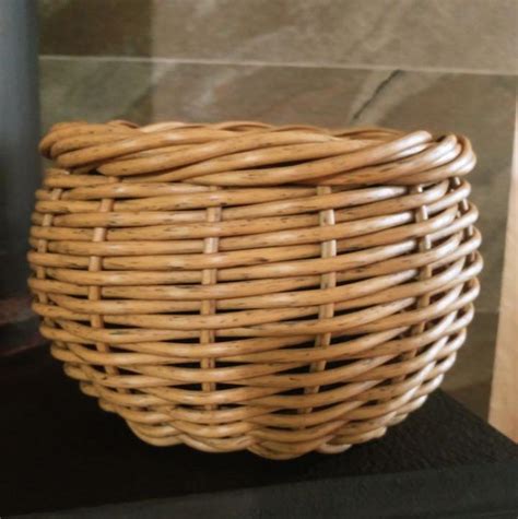 ᐉ Горшок кашпо для цветов из искусственного ротанга круглая лоза 3 л Светло коричневый 24199590