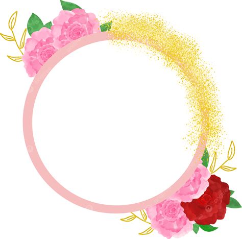 골드 반짝이 수채화 장미 꽃 웨딩 프레임 수채화 장미 꽃 웨딩 골드 반짝이 원 Png 일러스트 및 Psd 이미지 무료 다운로드 Pngtree
