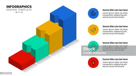 인포그래픽 템플릿입니다 퍼즐 모양의 4단계가 있는 등각 투영 계단 3차원 형태에 대한 스톡 벡터 아트 및 기타 이미지 3차원 형태 개념 계단 Istock