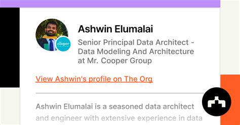 Ashwin Elumalai Senior Principal Data Architect Data Modeling And Architecture At Mr Cooper