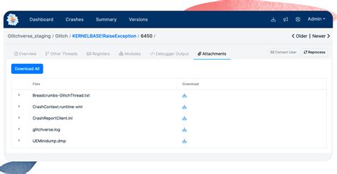 Attachements For Crashes Tour Bugsplat