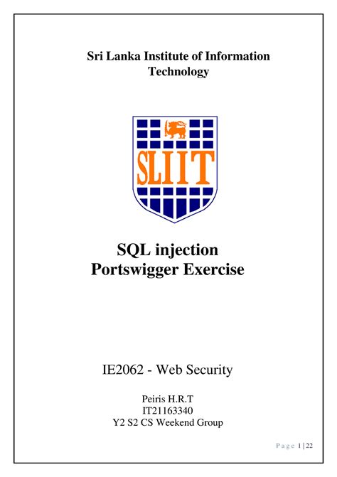 sql injection portswigger exercises sri lanka institute of information technology sql