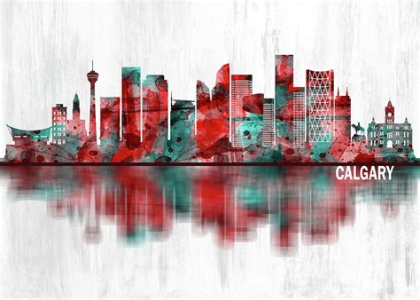 Calgary Canada Skyline Mixed Media By Nextway Art Fine Art America