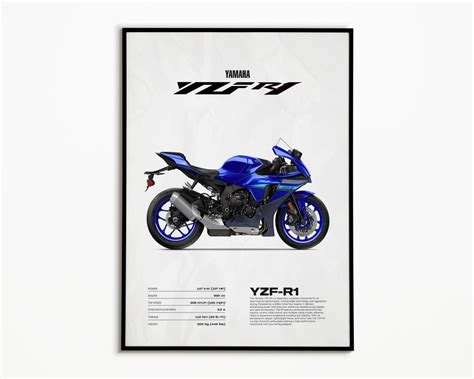 Yamaha Yzf R1 Print Yamaha R1 Poster Motorcycle Print Super Car Print