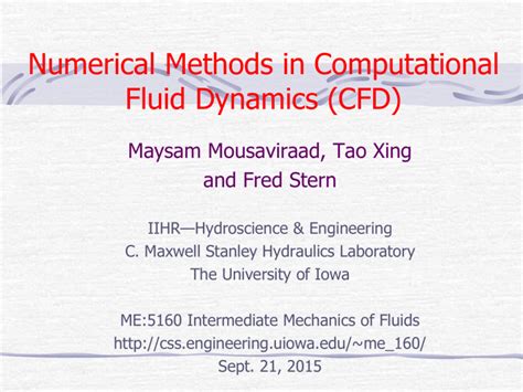 Numerical Methods For Cfd